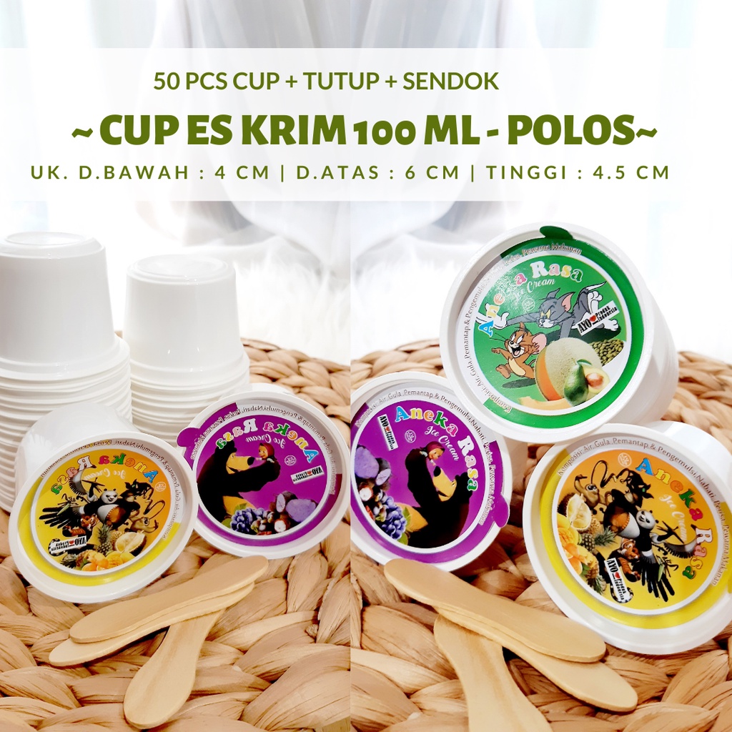 Jual Tempat Ice Cream Cup 100ml Wadah Es Krim Cup Es Cream 100ml Polos ...