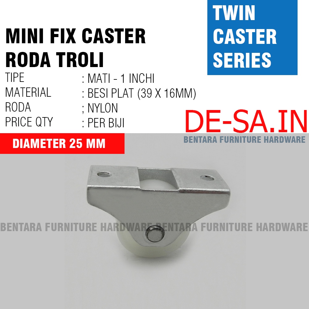 Jual Roda Ceper 1 Inchi Mini - Fixed Caster 25MM x 12MM - Top Plate ...