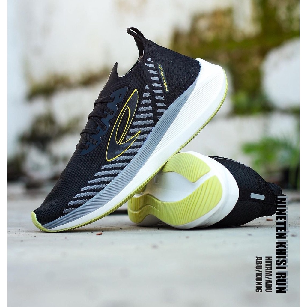 Jual Sepatu Running/Lari 910 Nineten Kishi Run - Hitam/Abu Abu/Kuning ...