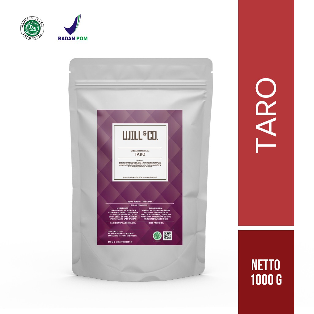 Jual Bubuk Minuman Taro Powder Premium Will&Co 1Kg | Shopee Indonesia