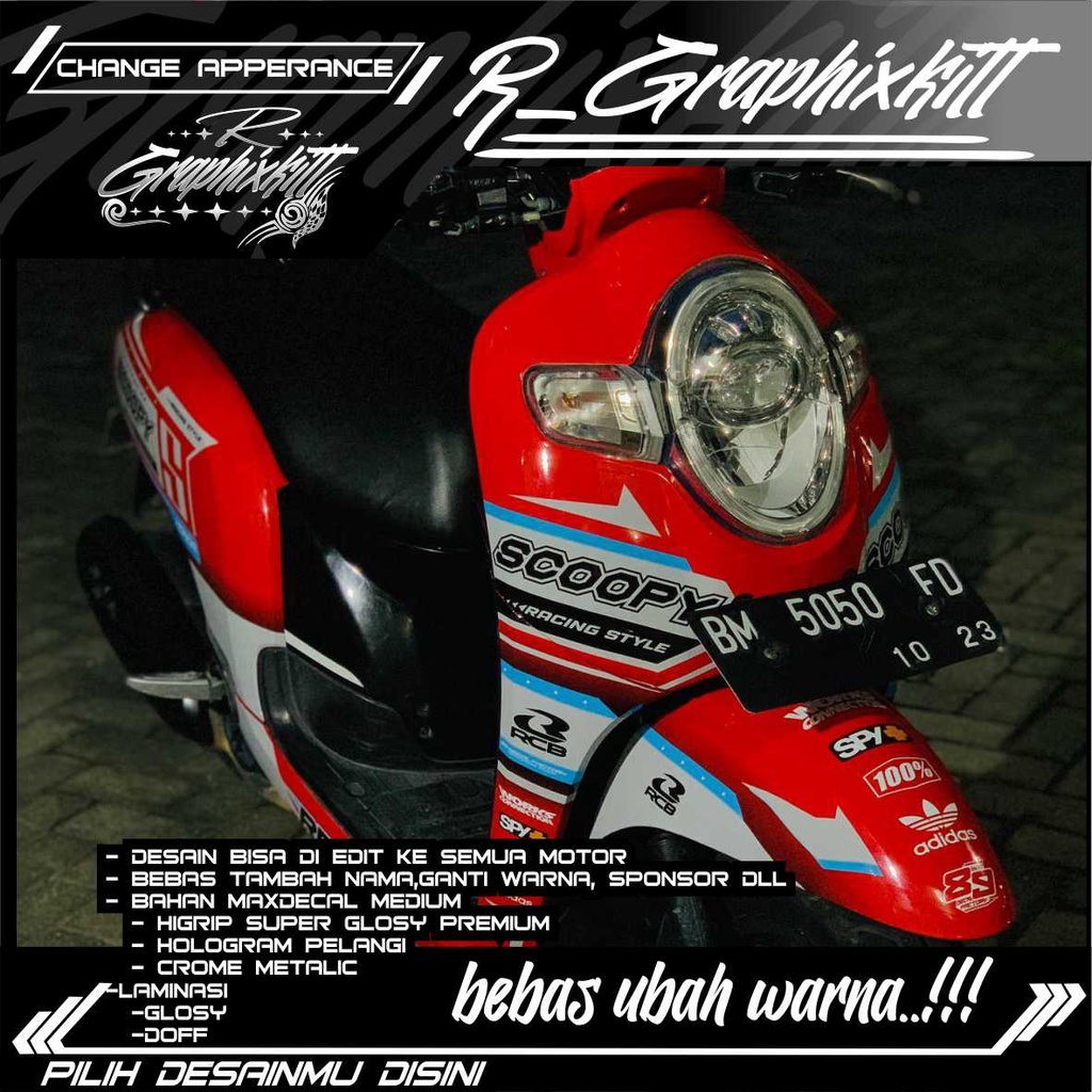 Jual 0479 sticker decal scoopy fullbody tema racing simple bebas reques ...