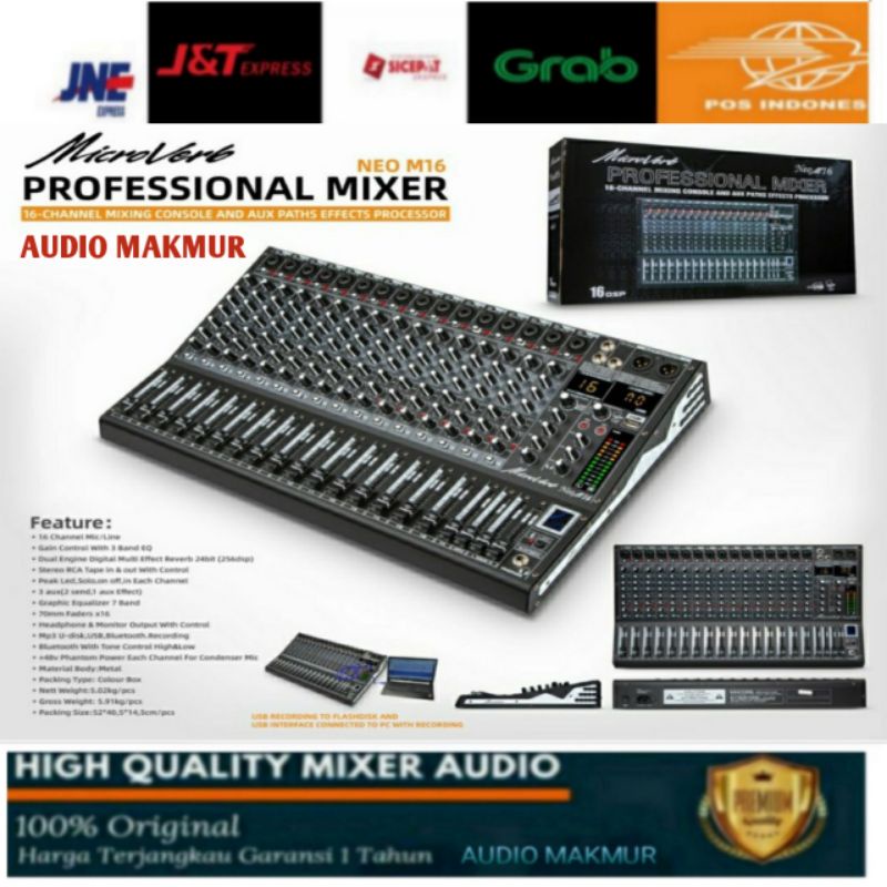 Jual Mixer Microverb Neo M16 Original Mixer 16 Channel effect digital ...
