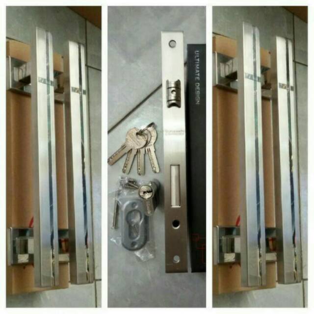 Jual Handle pintu 2 pintu kupu kupu kotak minimalis 2 set + kunci ...