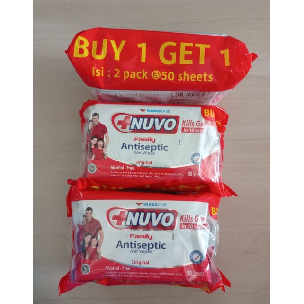 Jual Nuvo Antiseptic Wet Wipes 50 Sheets BUY 1 GET 1 isi 2 pack ...