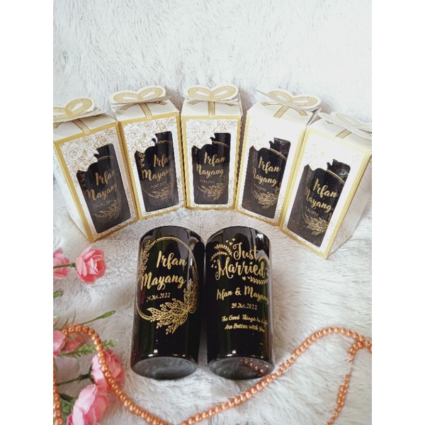 Jual SOUVENIR GELAS BLACK GOLD MEWAH PACKING BOX | Shopee Indonesia
