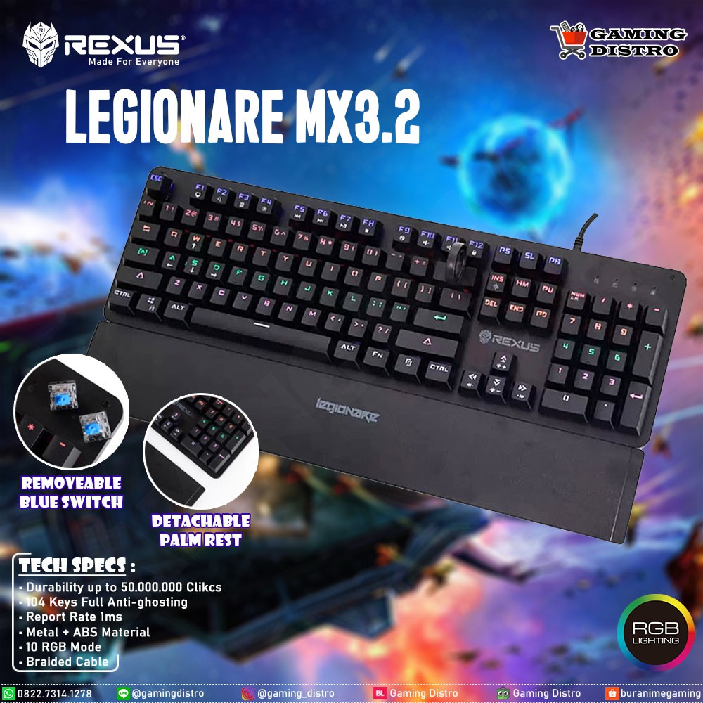 Jual Rexus Legionare MX3.2 Mechanical Keyboard - Rexus MX3.2 Fullsize ...