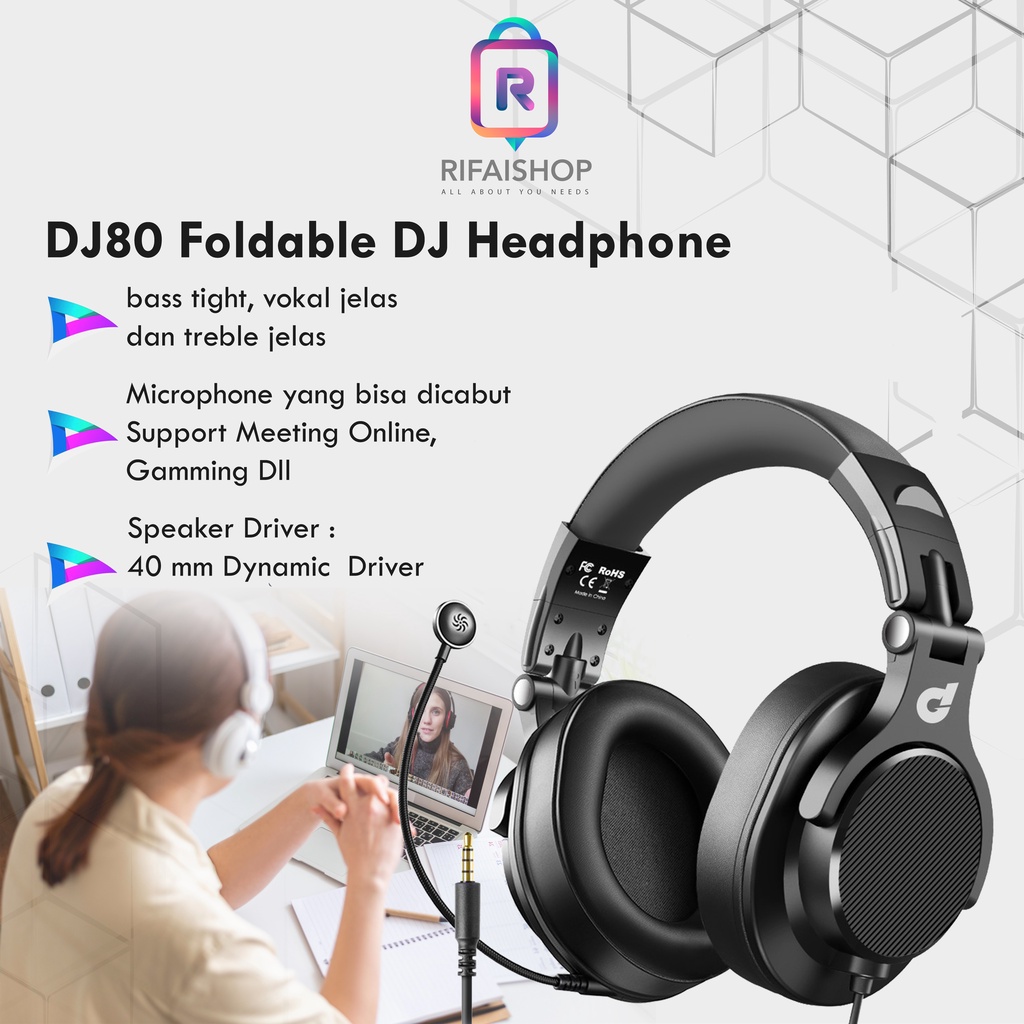 Jual Headphone Extra BASS dbE DJ80 Foldable DJ with Detachable ...