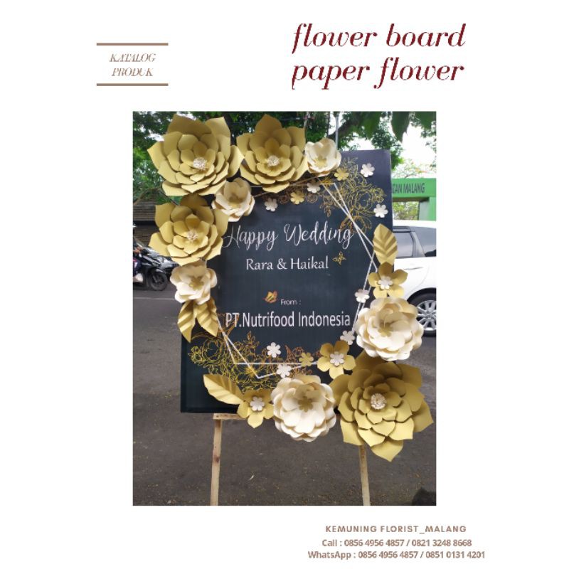 Jual bunga papan ucapan/ papan bunga ucapan/ flower board/ paper flower ...