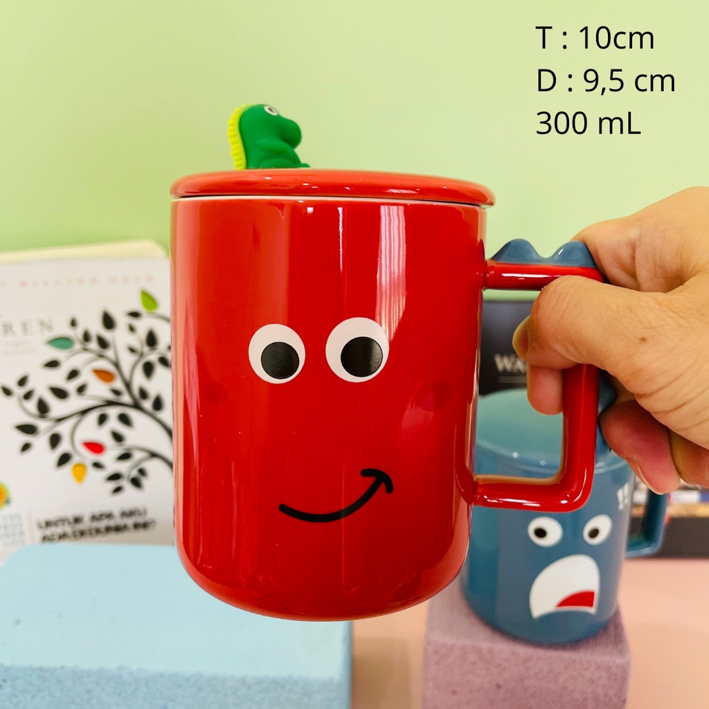 Jual Mug Keramik Gelas Minum Air Kopi Teh Cute Dinosaurus Emot Lucu ...