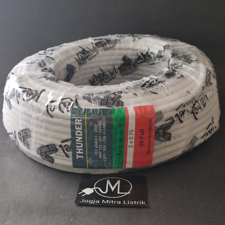 Jual KABEL LISTRIK NYMHYO 2X0,75MM THUNDER @50M / KABEL LISTRIK SERABUT ...