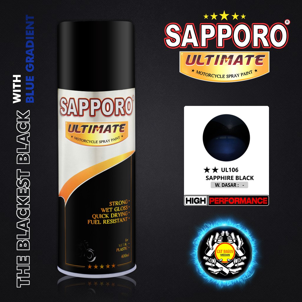 Jual SAPPORO ULTIMATE UL106 SAPPHIRE BLACK CAT SEMPROT 400 ML UL 106 HITAM LEMBAYUNG BIRU PEARL ...