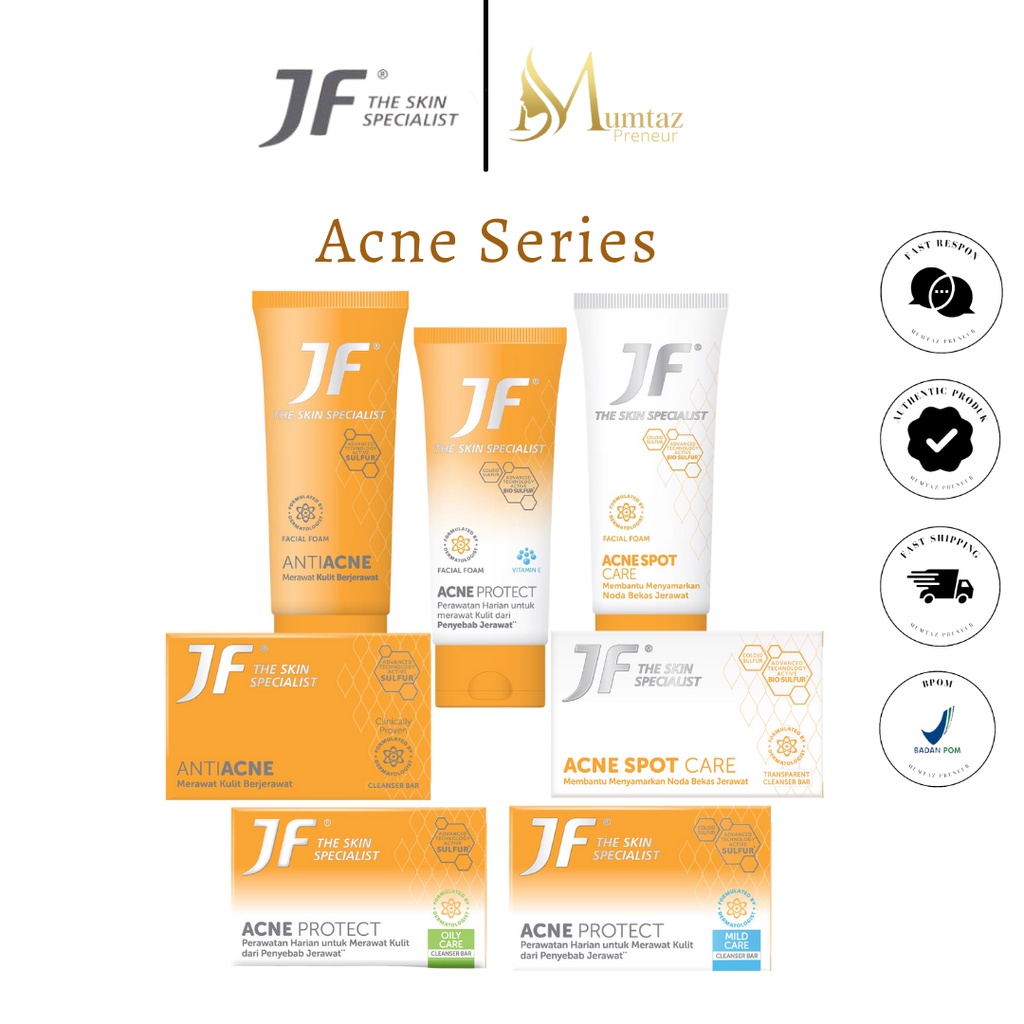 Jual JF ACNE SERIES SOLUSI KULIT BERJERAWAT ANTI ACNE FACIAL FOAM ACNE ...