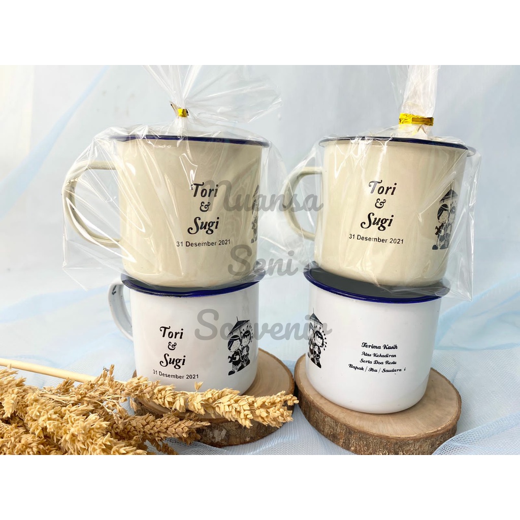 Jual Souvenir Pernikahan Gelas Mug Jadul Enamel Gelas Mug Vintage Gelas ...