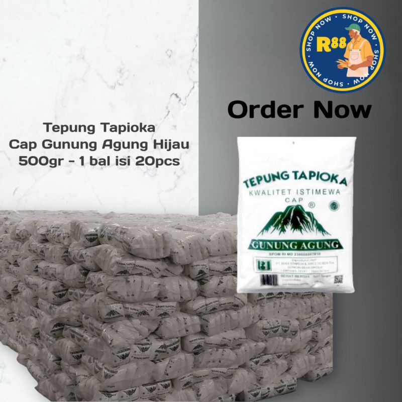 Jual TEPUNG TAPIOKA CAP GUNUNG AGUNG HIJAU 500 gr "BALL" isi 20 pcs ...