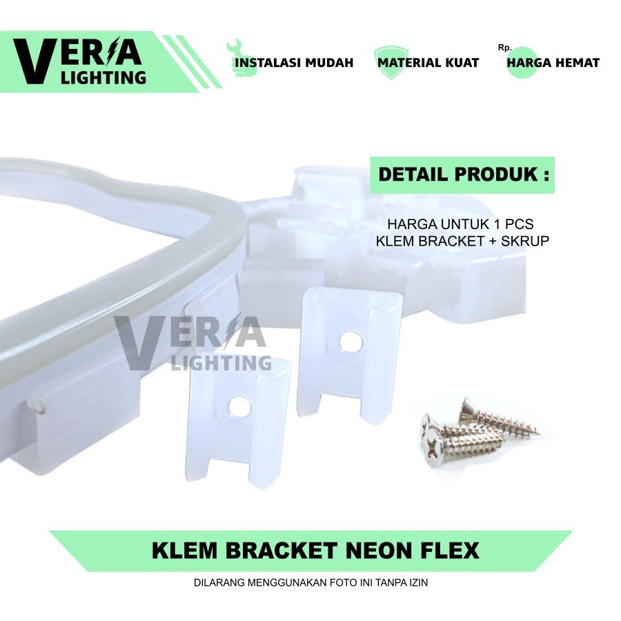 Jual Klem Bracket Neon Flex LED 12V 220V Tatakan Lampu Selang Neon ...