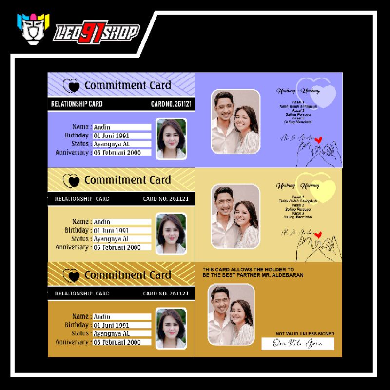 Jual Id card kartu anggota kartu tanda pacaran kartu tanda komitmen ...