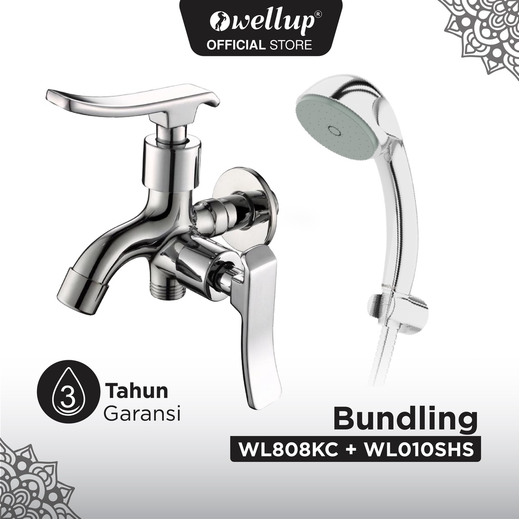 Jual WellUp Hand Shower Kamar Mandi Set PVC WL010SHS Putih White Chrome ...