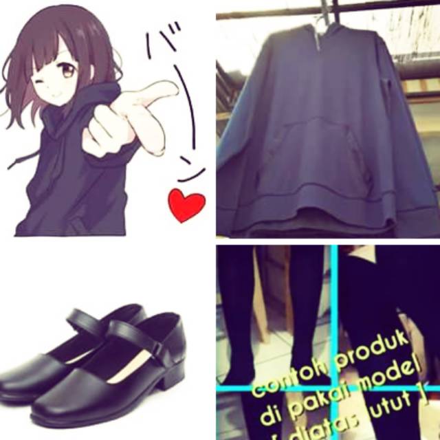 Jual Menhera chan cosplay costume set/ inc sepatu/hoddie hitam | Shopee ...