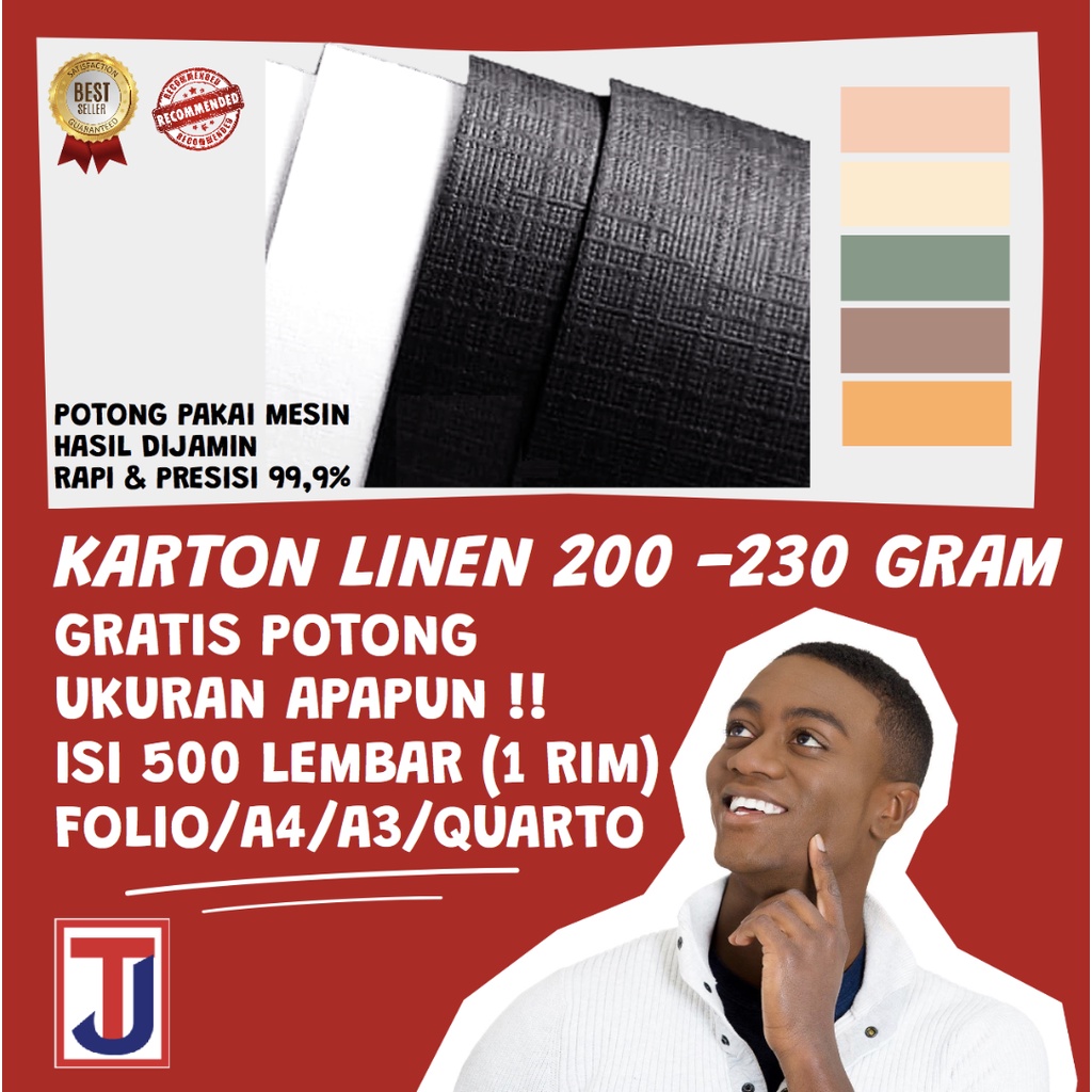 Jual KERTAS KARTON LINEN 200-230 GRAM (1 RIM ISI 500 LEMBAR) Ukuran ...