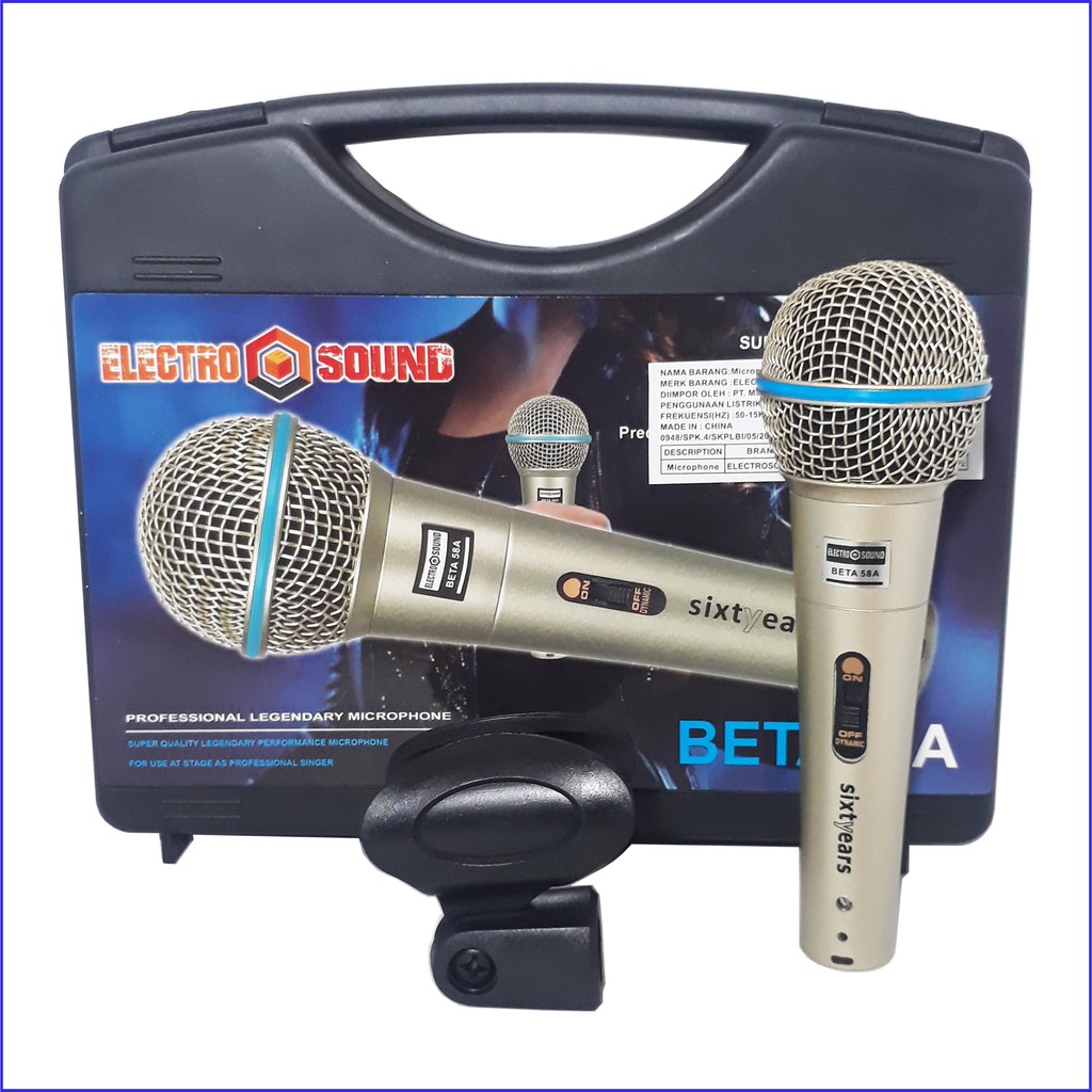 Jual Microphone Electro Sound BETA 58 Sixtyears Mic Koper Switch On/Off ...