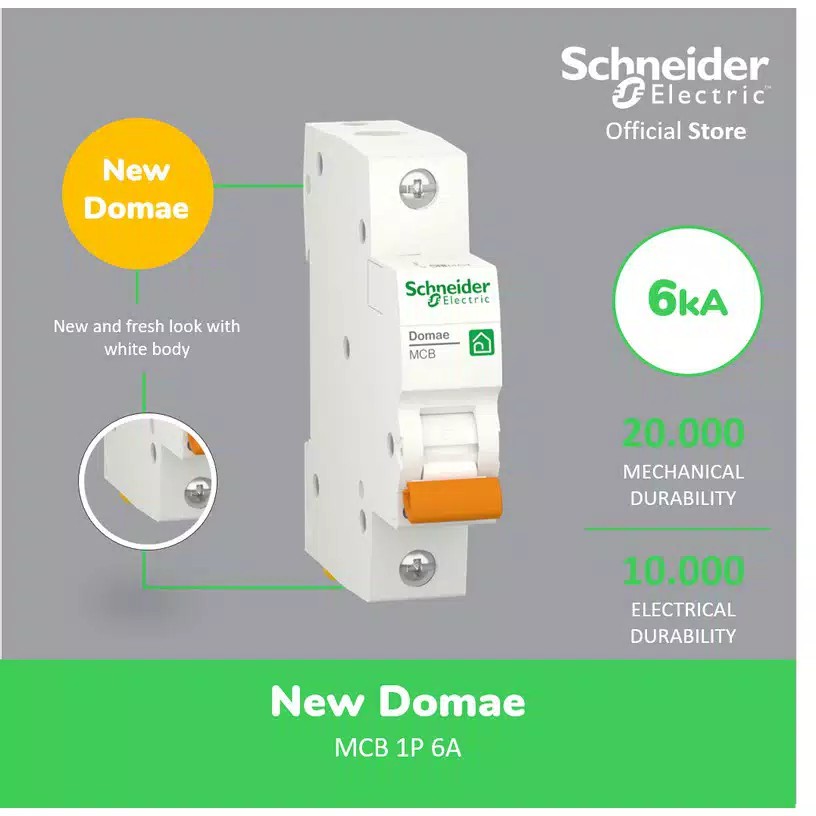Jual MCB schneider orange domae 6a/20a | Shopee Indonesia