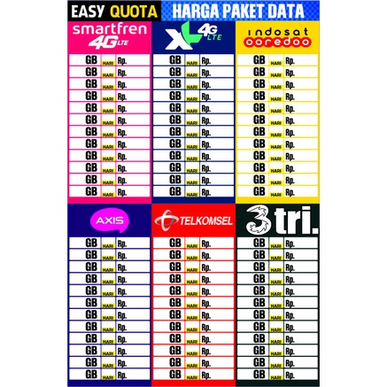 Jual Poster Kertas Daftar Harga Paket Data Konter Pulsa | Shopee Indonesia