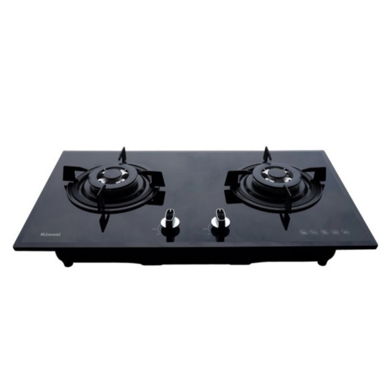 Jual kompor gas rinnai tanam kaca 2 tungku tempered schott glass pan wok adaptor rinai built in ...