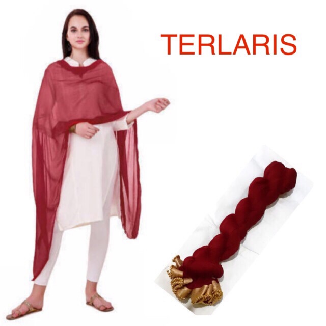 Jual SELENDANG DUPATTA INDIA WARNA MERAH | Shopee Indonesia