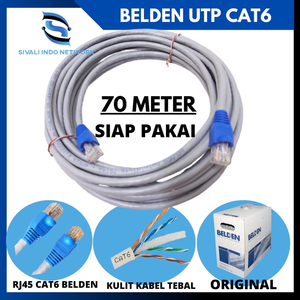 Jual 70 METER BELDEN KABEL LAN UTP CAT6 ORIGINAL SIAP PAKAI | Shopee Indonesia