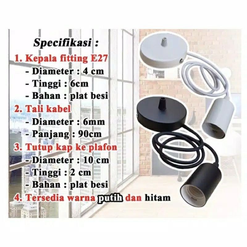 Jual Fitting E27 Hanging Lamp Lampu Gantung Plat Besi A1 | Shopee Indonesia