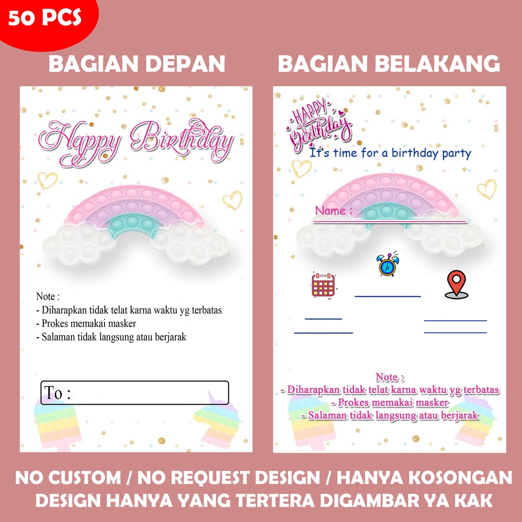 Jual Undangan ulang tahun Design 05 No custom / undangan ultah ...