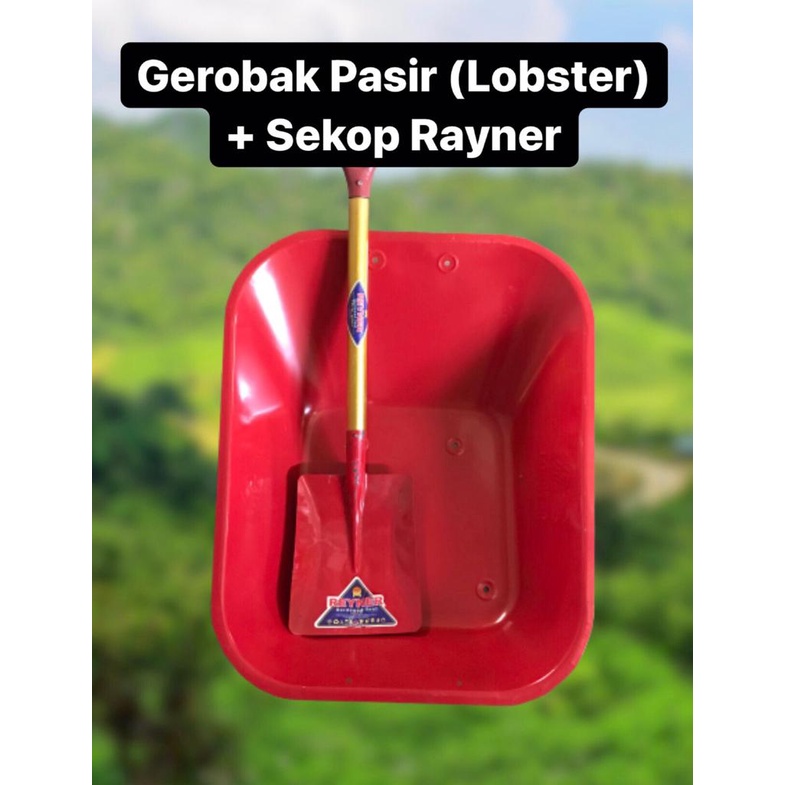 Jual Gerobak Pasir Dorong (Lobster) + Sekop Rata Baja Gagang Kayu ...