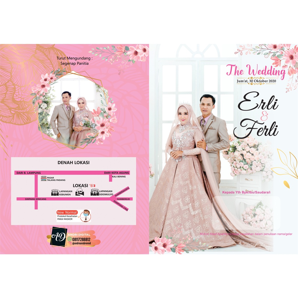 Jual Undangan Pernikahan Pink Flower gold 223 | Shopee Indonesia