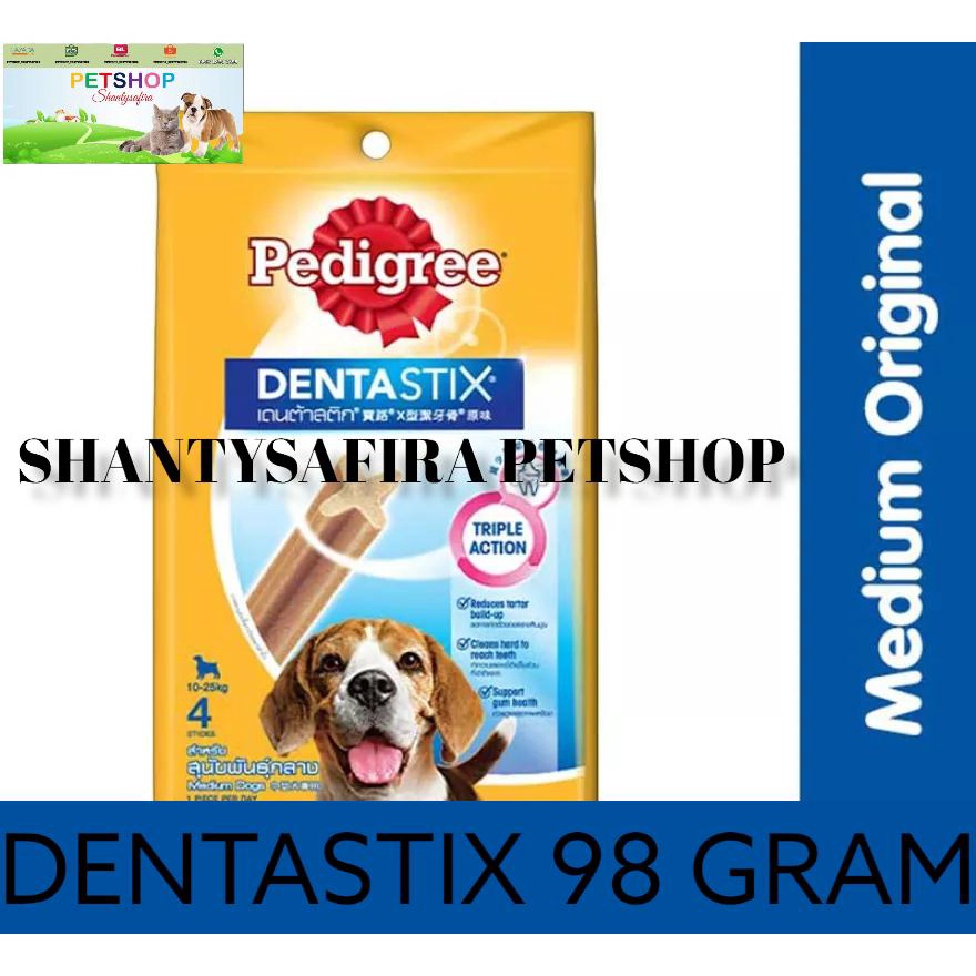Jual PEDIGREE DENTASTIX Medium DOG 98gr 10-25kg MAKANAN ANJING SNACK ...