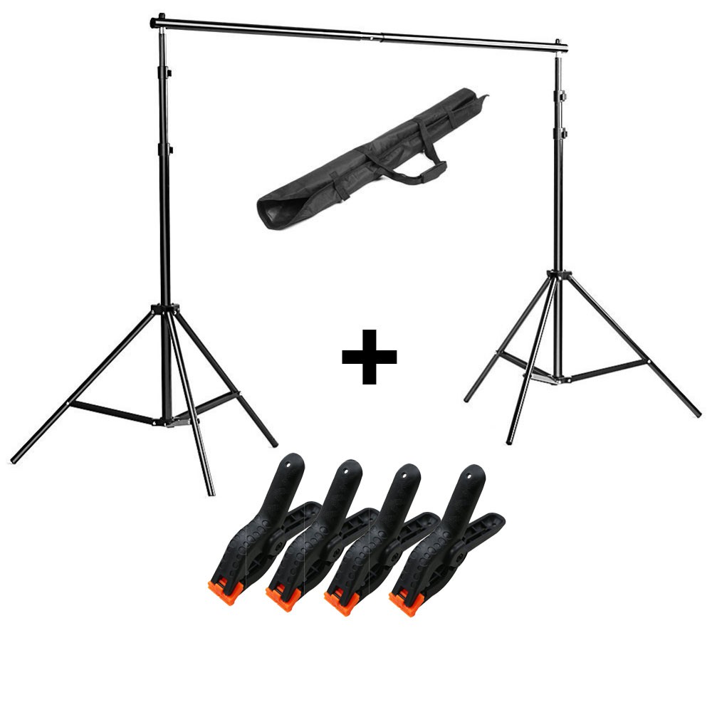 Jual 3M Stand Background + Klip Besi Bracket Backdrop Light Stand Clamp ...