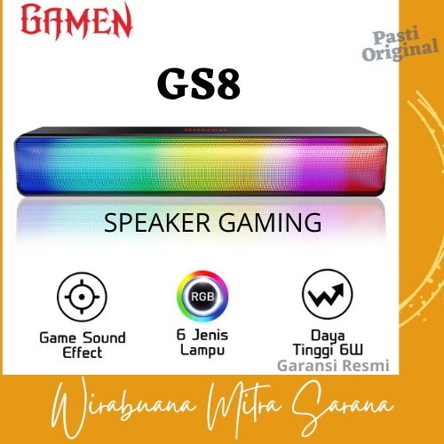 Jual USB Speaker Gaming Soundbar RGB Gamen GS8 | Shopee Indonesia