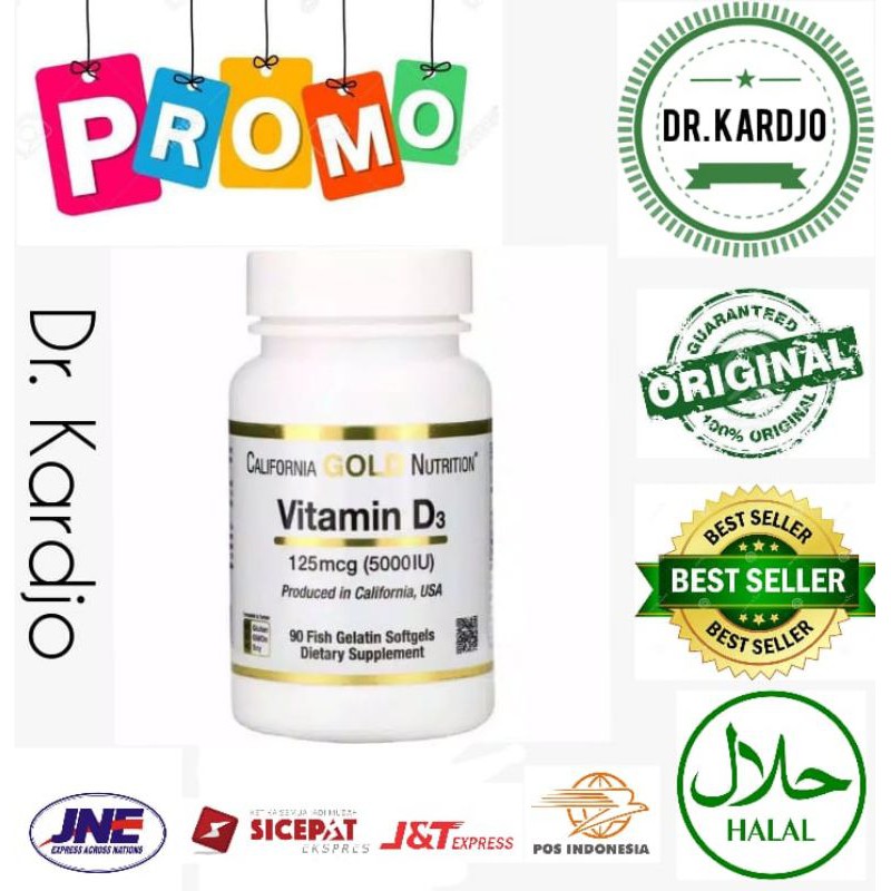 Jual California Gold Nutrition Vitamin D3 125 mcg (5000 IU) 90 Fish ...