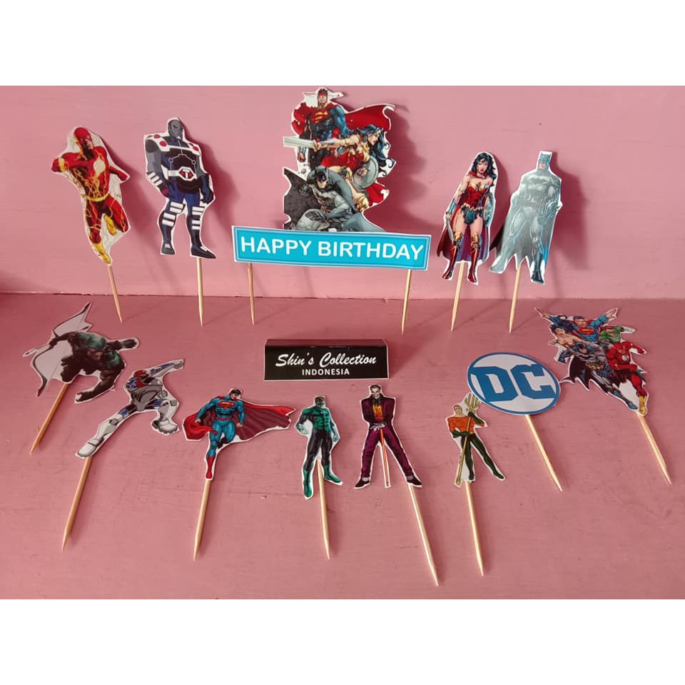 Jual Cake topper Justice League DC (1 set isi 13 pcs) | Shopee Indonesia