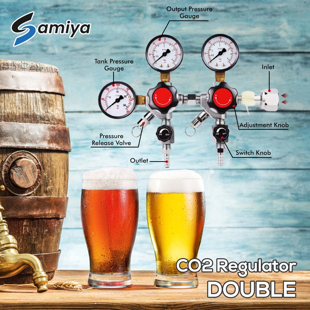 Jual Co2 regulator dual body guage / draft beer soda kegerator gas ...