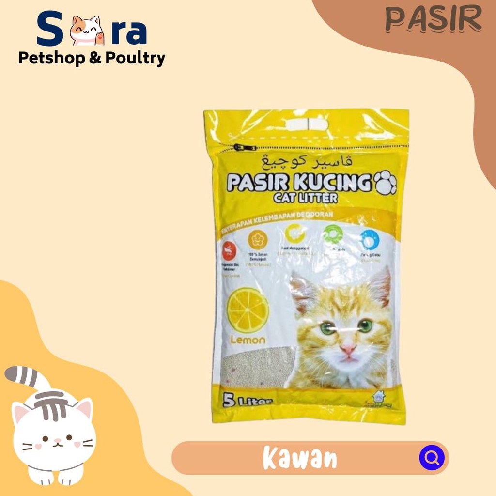 Jual PASIR KUCING GUMPAL WANGI KAWAN 5 L / PASIR GRANUL GUMPAL WANGI ...