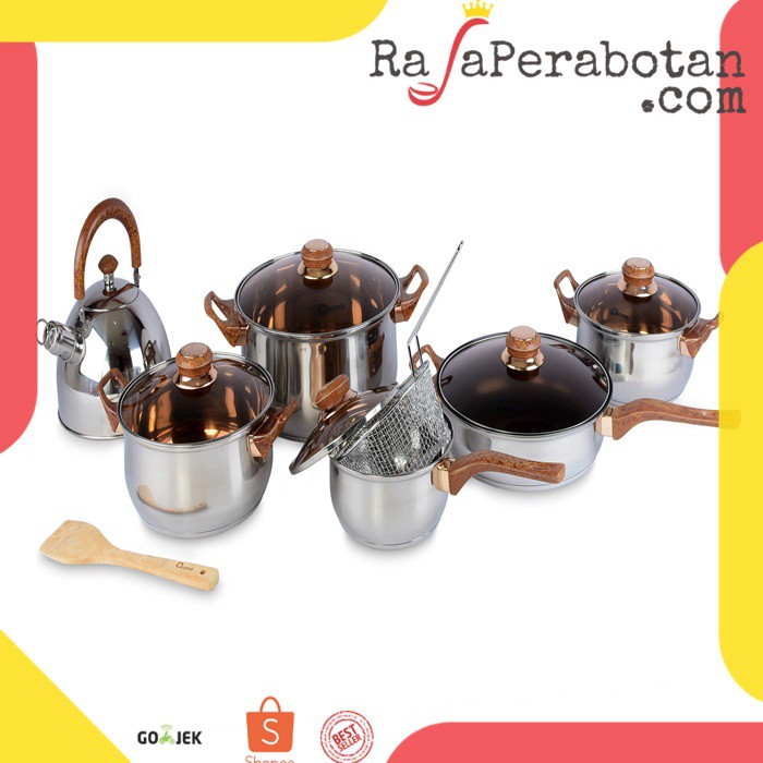 Jual Oxone OX933 Panci Stainless Steel Set Anti Karat Cookware Premium 12+1Pcs OX-933 Original ...