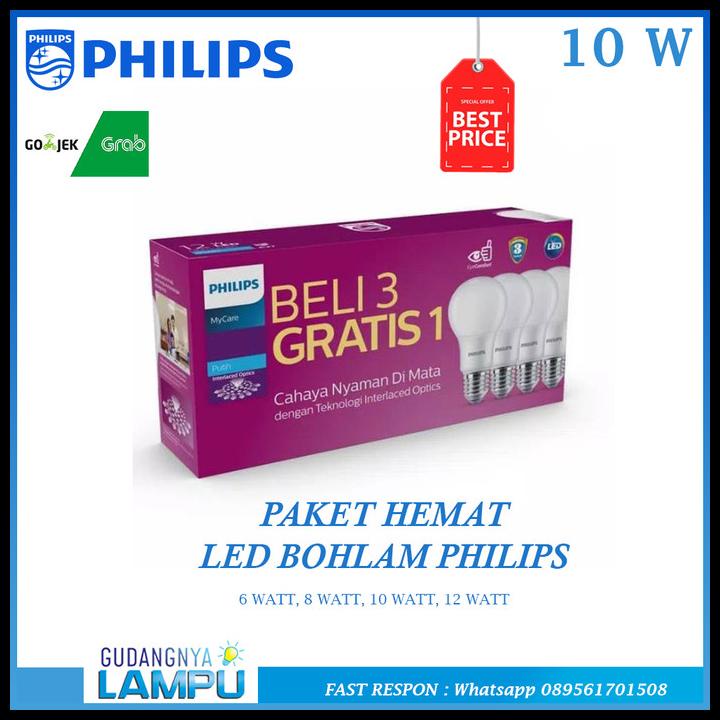 Jual Philips Lampu Led 10Watt, 10W, 10 Watt, 10 W ( Paket 3 Free 1 ...