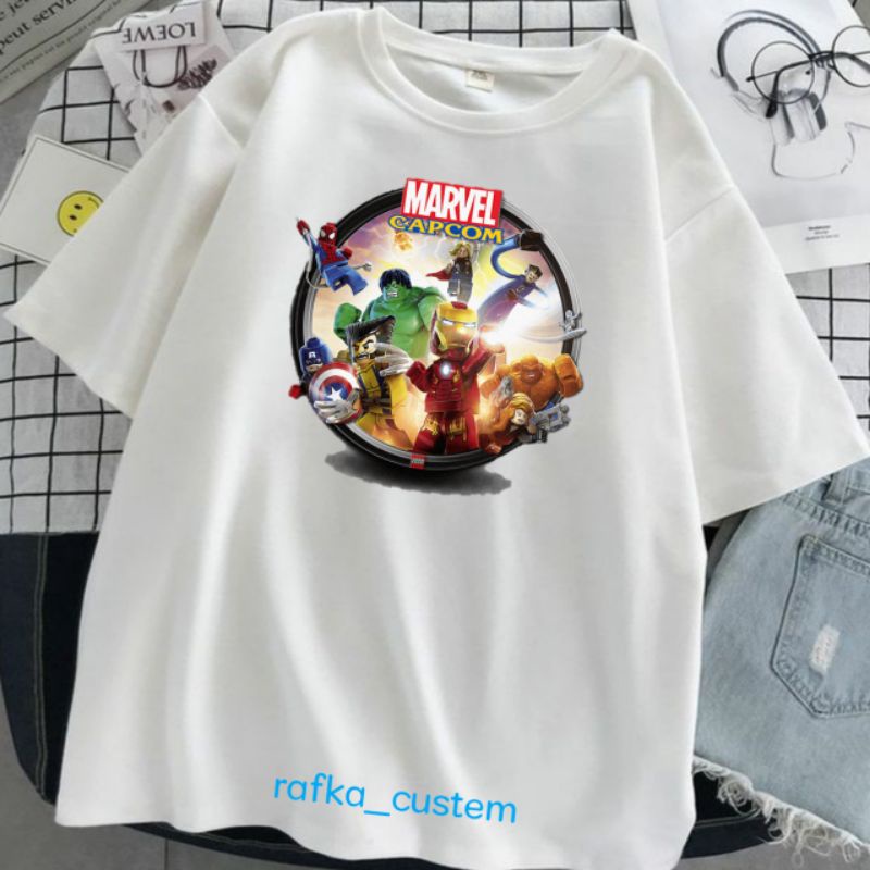 Jual baju marvel baju custem anak gambar caracters marvel | Shopee ...