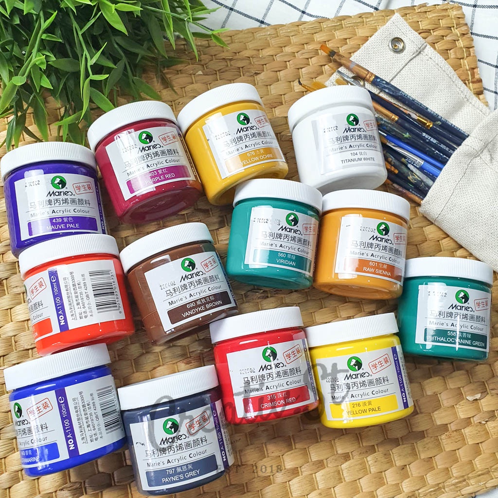Jual MARIES Acrylic Paint 100 Ml Acrylic Colour Satuan Cat Lukis ...
