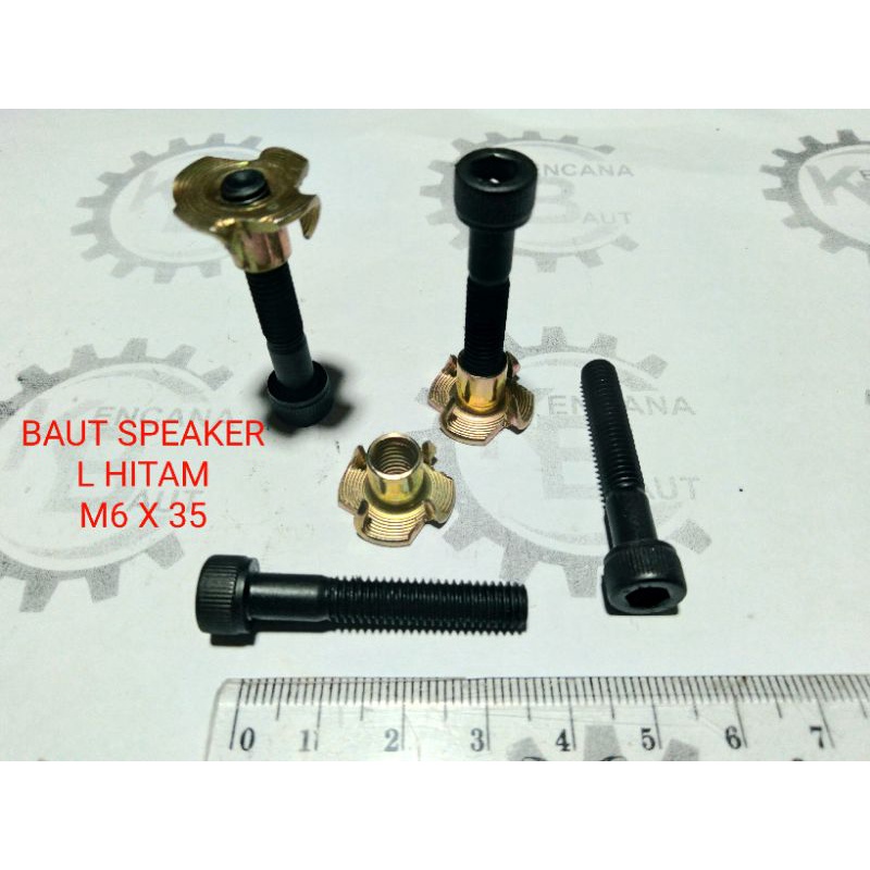Jual BAUT SPEAKER M6 X 35 L BAJA KUNCI L5 + MUR CAKAR / BAUT L HITAM M6 X 35 PANJANG 3,5 CM ...