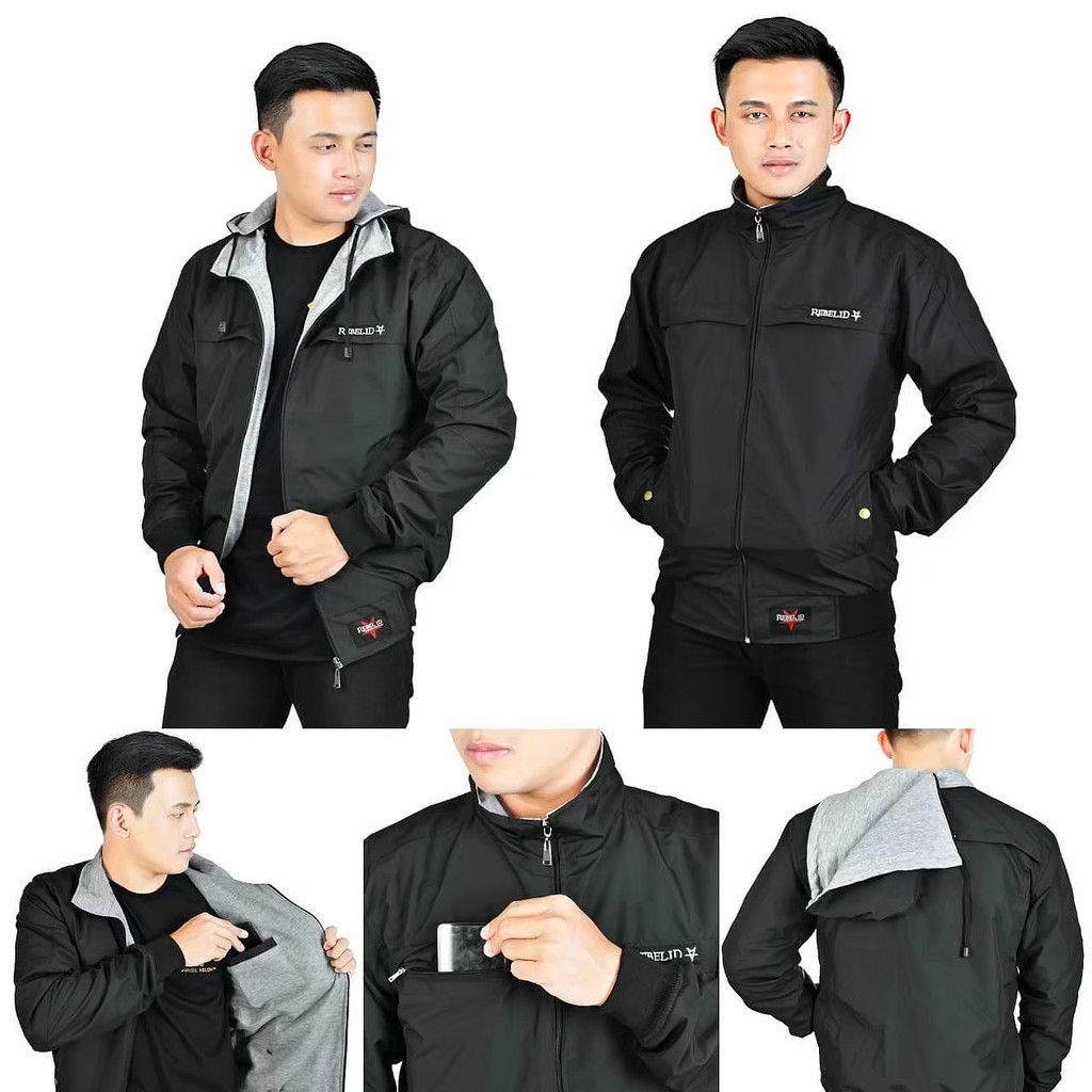 Jual JAKET PRIA Trend Line BULLY Laki Laki Cowok Abu Hitam Merah ...