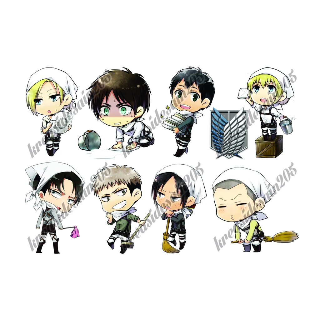 Jual stiker anime /attack on titan/stiker laptop /stiker kulkas/ chibi ...