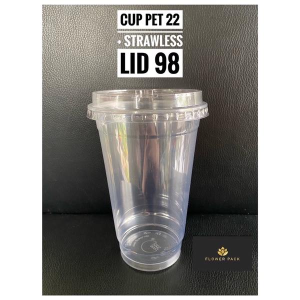 Jual cup PET 22 oz GOSYEN & strawless lid 98/ gelas pet 22 oz dan tutup ...