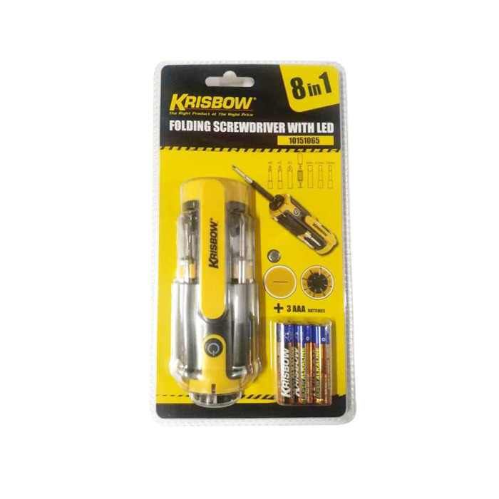 Jual KRISBOW FOLDING SCREWDRIVER 8IN1 W/LED 10151065 | Shopee Indonesia