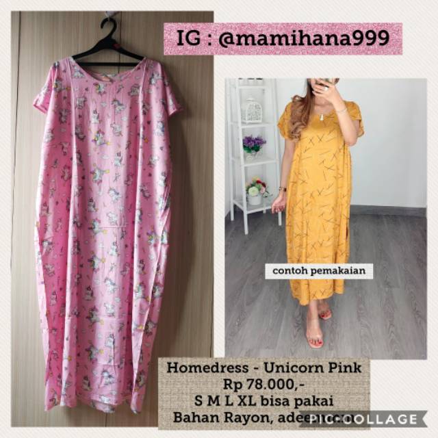 Jual Homedress Adem - Daster Adem - Daster Murah - Unicorn Pink ...